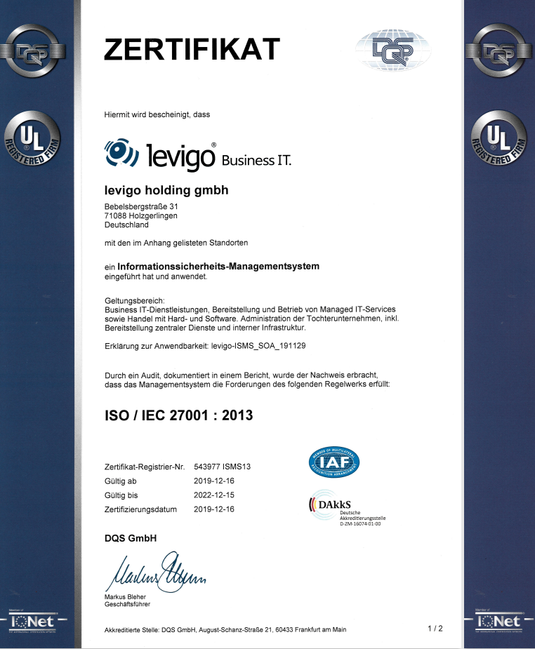 Zertifizierungen - levigo gruppe